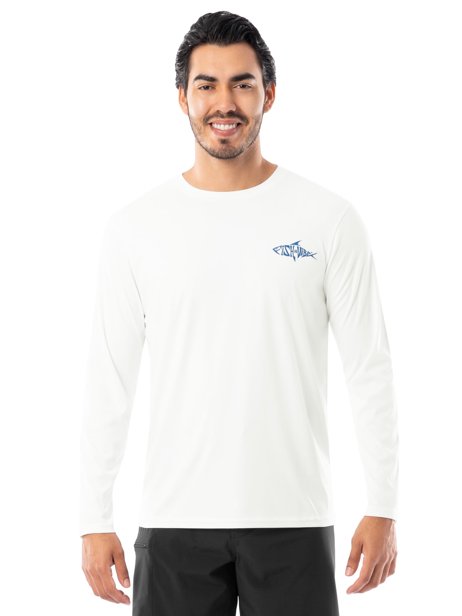 Fish N Vibe Men's Long Sleeve Performance Fishing Graphic Tee, White ...