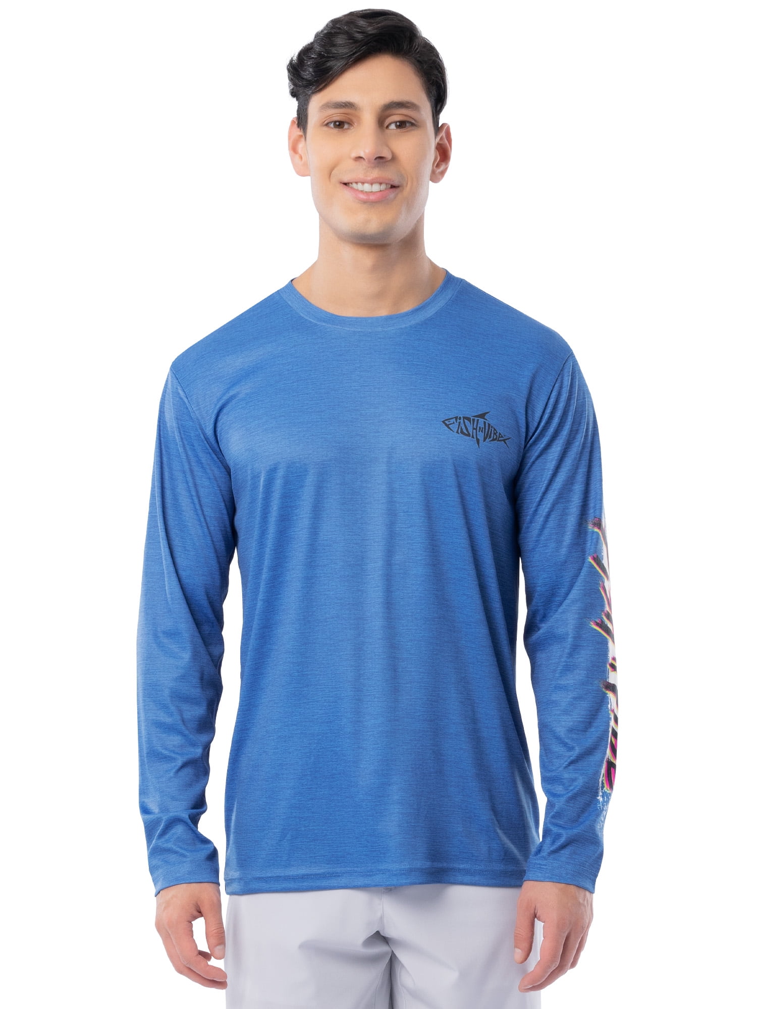 Fish N Vibe Men's Long Sleeve Performance UPF 30 Fishing Graphic Tee ...