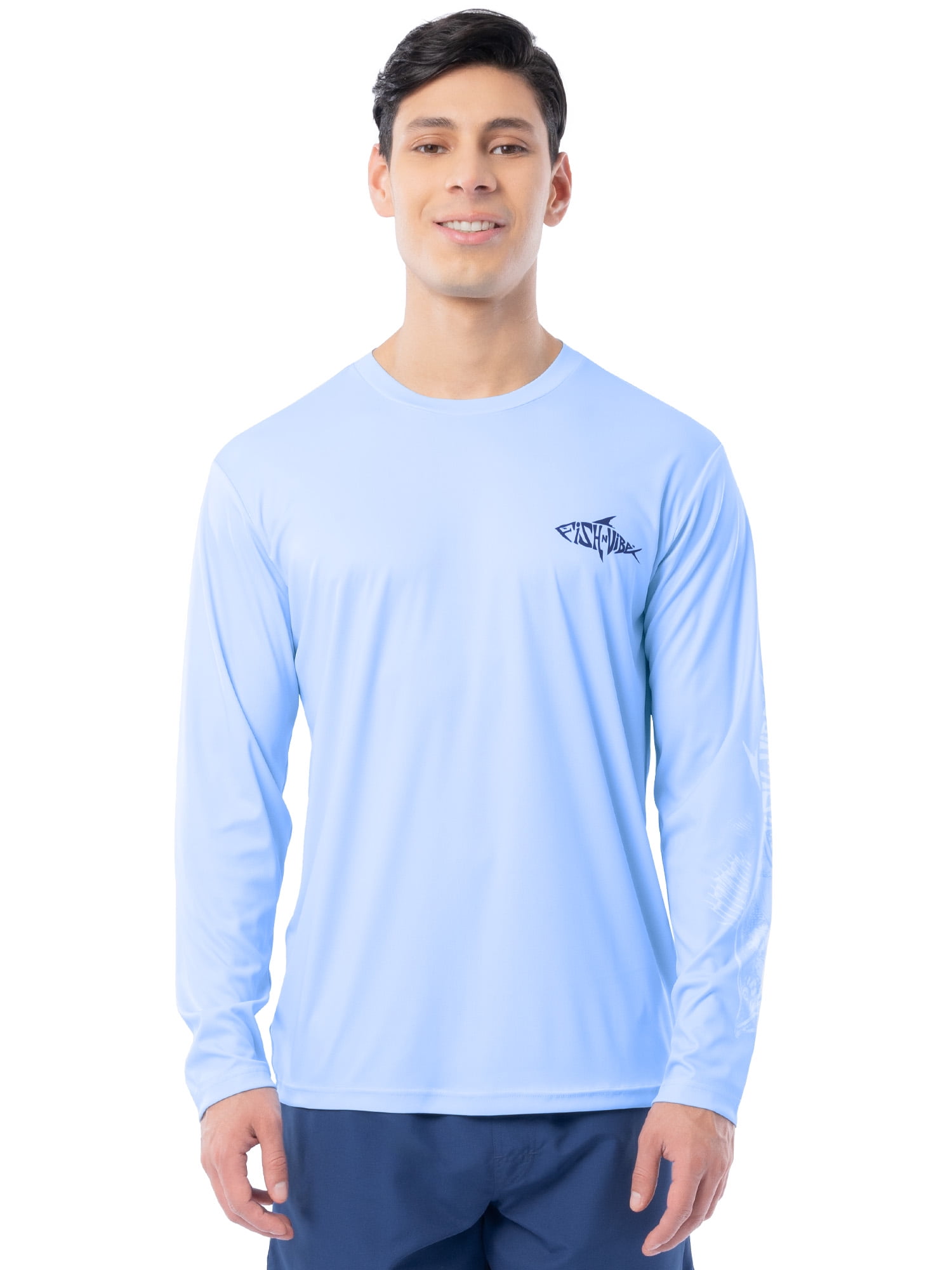 Fish N Vibe Men's Long Sleeve Performance UPF 30 Fishing Graphic Tee ...
