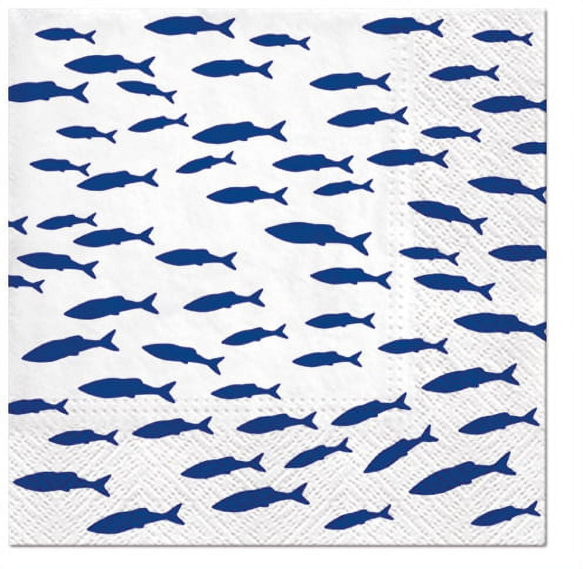 European Excellency Fish Napkins, Blue SHOAL Paper Cocktail Napkins ...