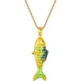 Fish Necklace For Women, 14k Gold Plated Necklaces With Red Green ...
