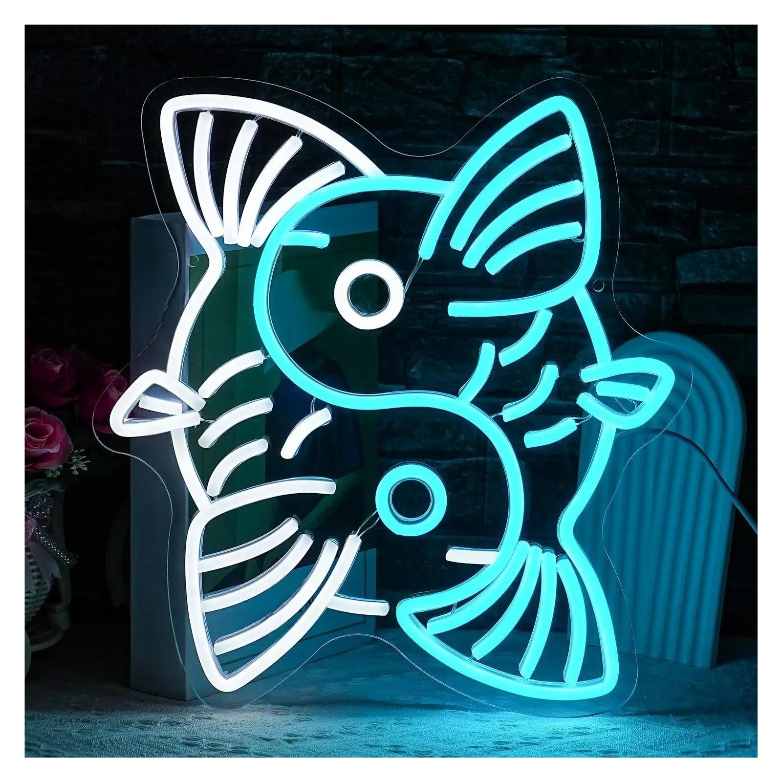Fish Neon Sign For Wall Decor Yin Yang Eight Diagram LED Light For ...