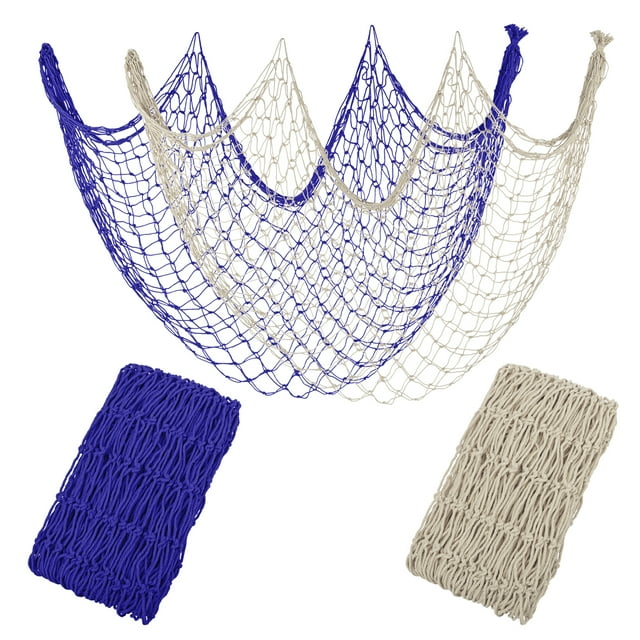 Fish Net Decoration 80x40 Inch, ZUEXT 2PCS Large Dark Blue & Beige ...