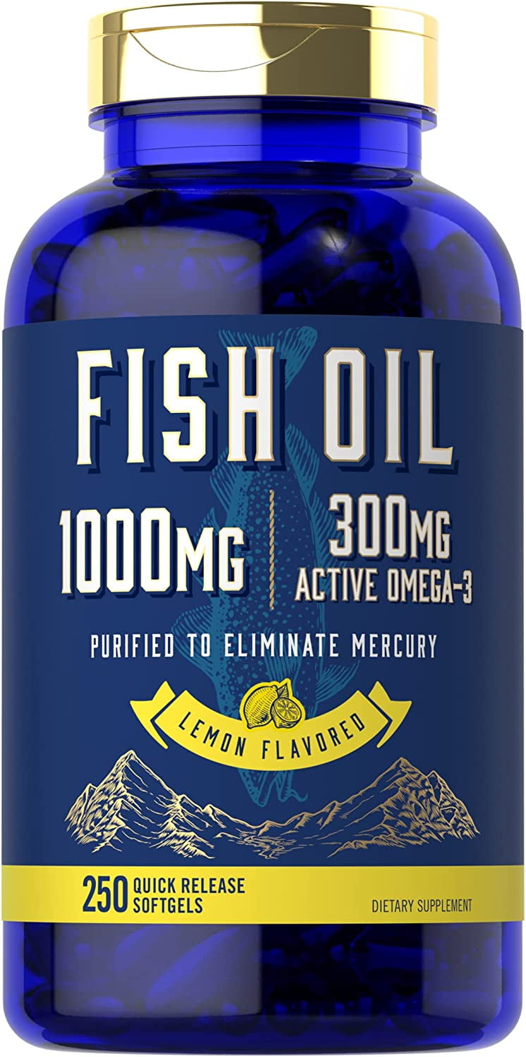 Fish Oil 1000mg | 300mg Omega 3 | 250 Count | Non-GMO and Gluten Free ...