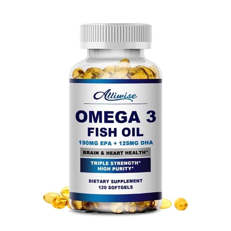 Omega 3 Fish Oil Supplement, Triple Strength 1200mg Omega 3 EPA DHA,120 ...