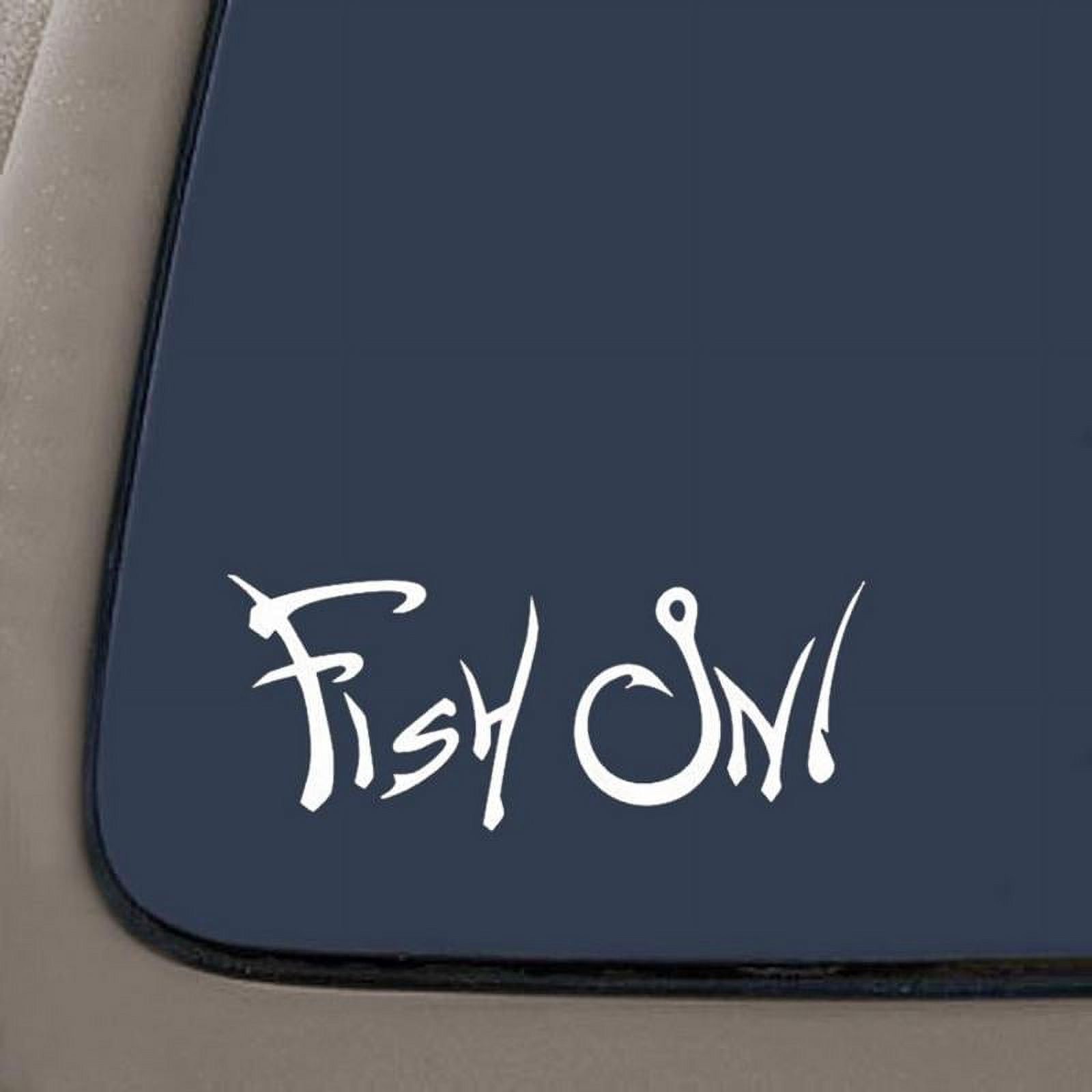 Fish On Decal | 5.5-Inches Wide | White Vinyl Decal | Car Truck Van SUV ...