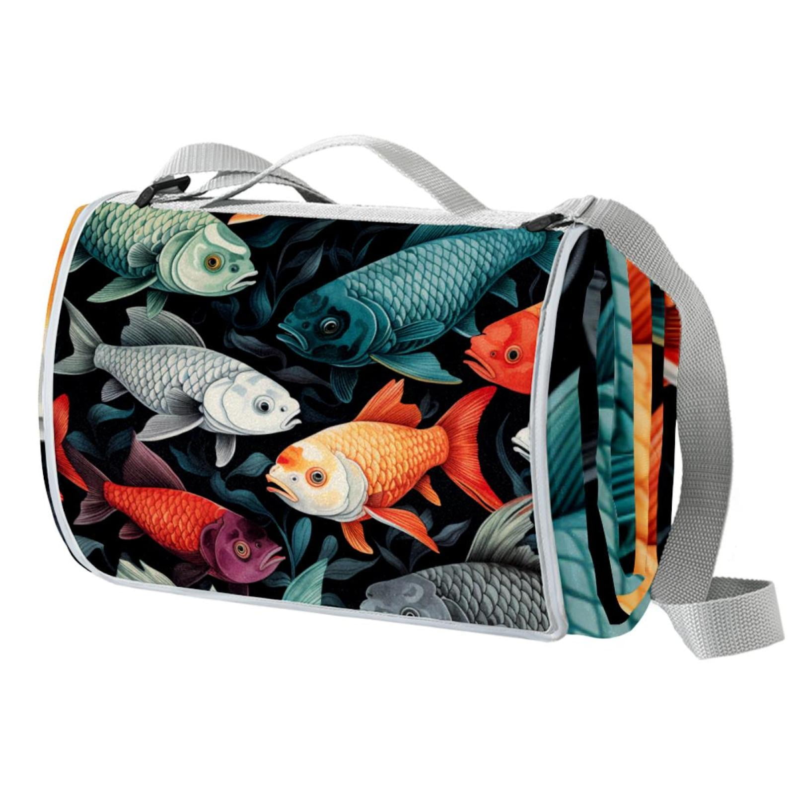 Fish Outdoor Canvas Picnic Blanket Waterproof, Portable Beach Mat 78" x ...