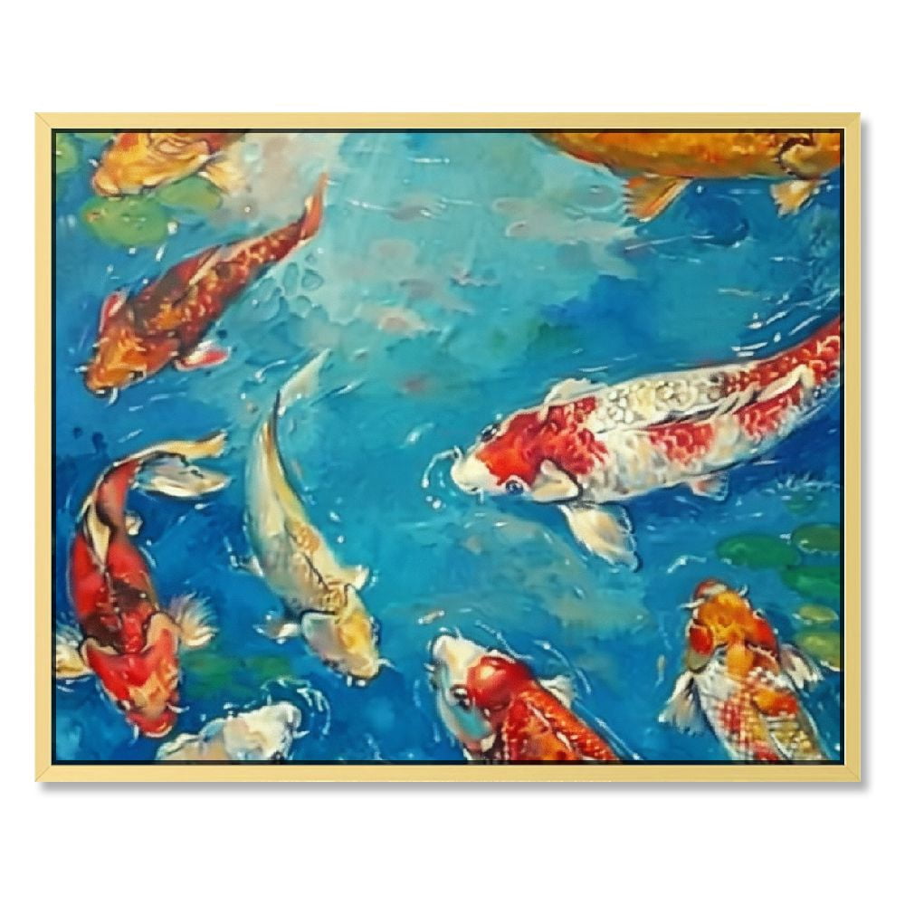 Fish Painting Japanese Wall Art Oil Painting Fish Wall Art Blue ...