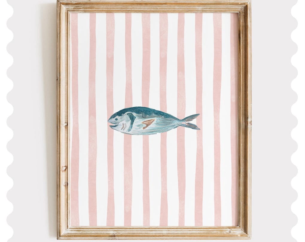 Fish With Pink Stripes Print – Coastal Wall Art Download, Nautical ...