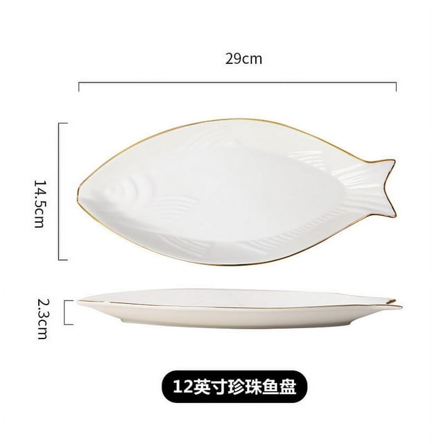 Fish Plate Ceramic Fish Serving Dish Porcelain Food Tray Sushi Fruit ...