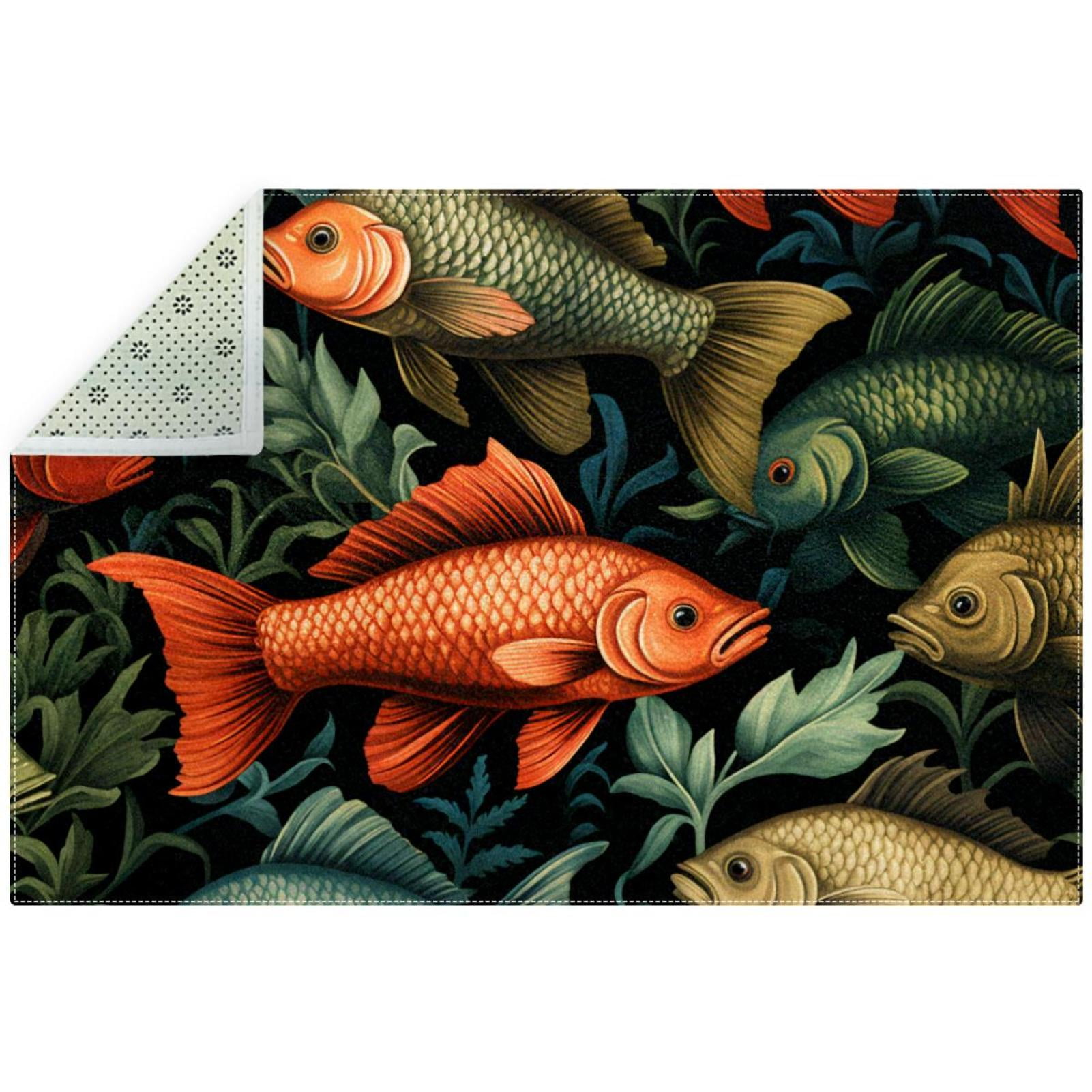 Fish Polyester Office Mat - Right-Angle Floor Mat for Office Desk ...