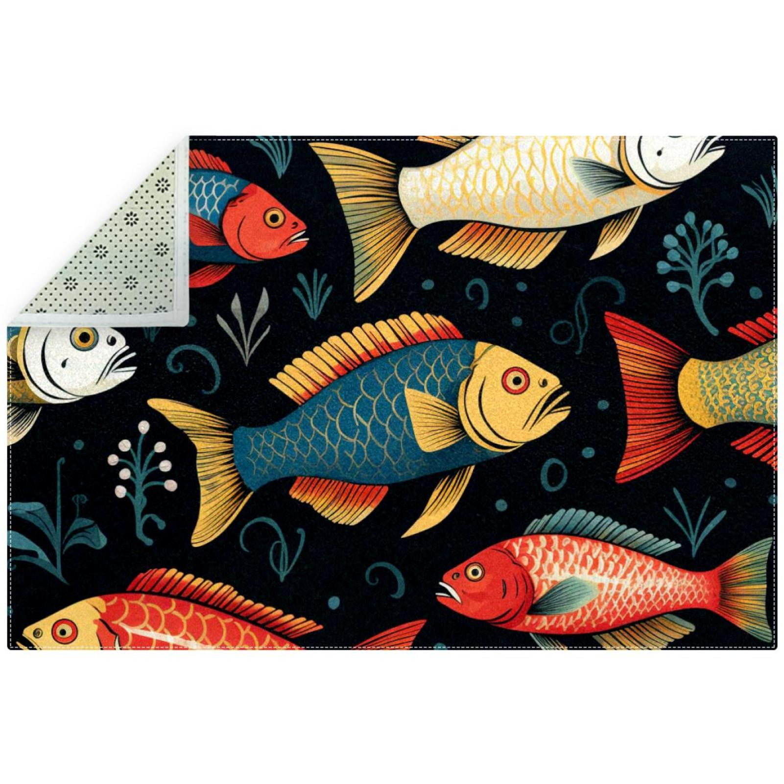 Fish Polyester Office Rug - Durable Right-Angle Floor Mat for Home or ...