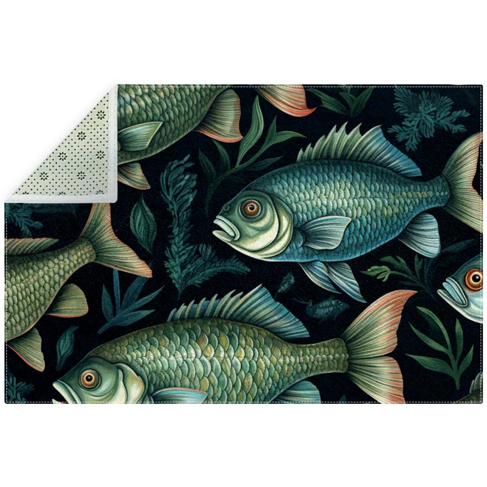 Fish Polyester Rectangular Chair Rug - Floor Mat for Office or Home ...