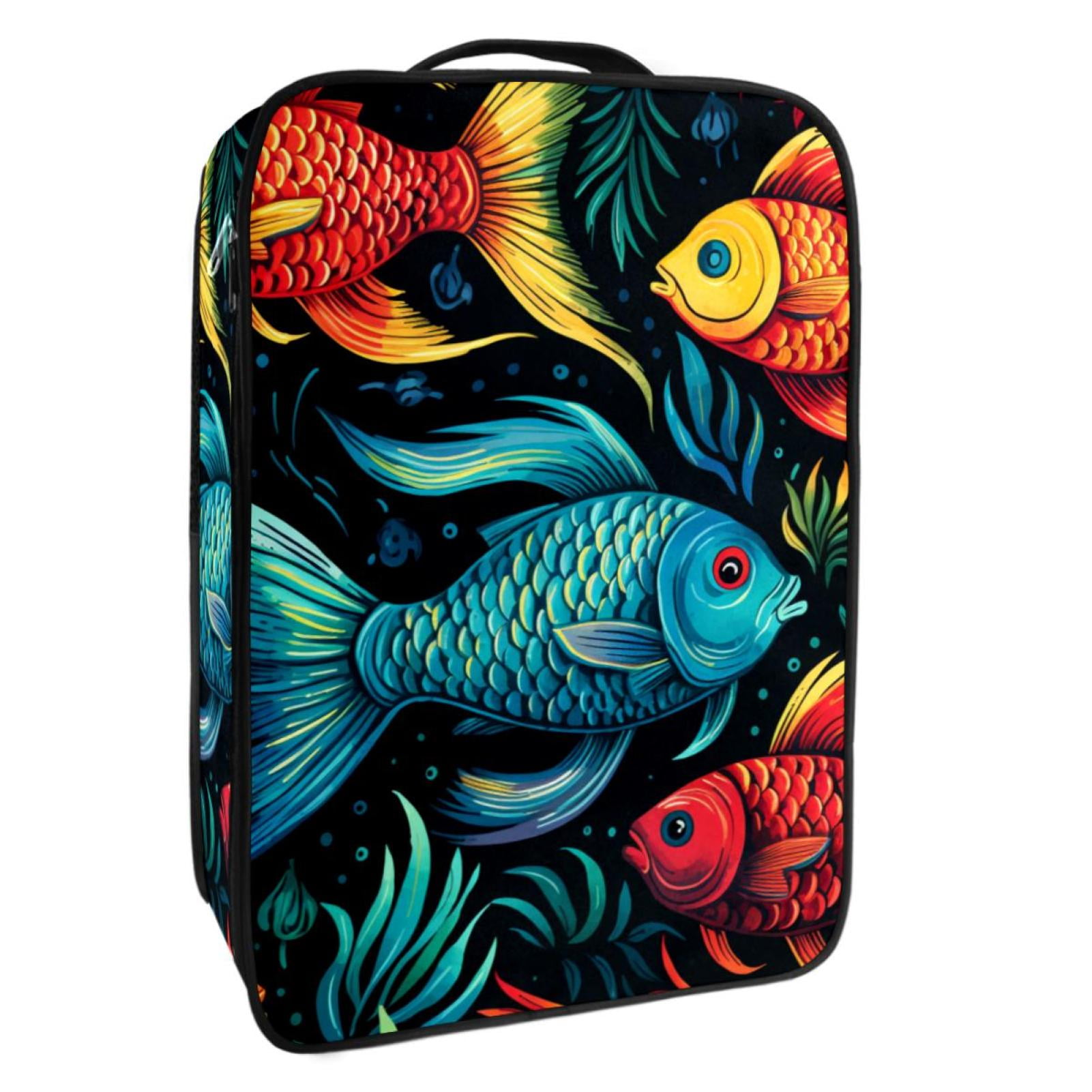 Fish Polyester Shoe Storage Boxes, 23x31cm/9x12in, Stackable Organizer ...