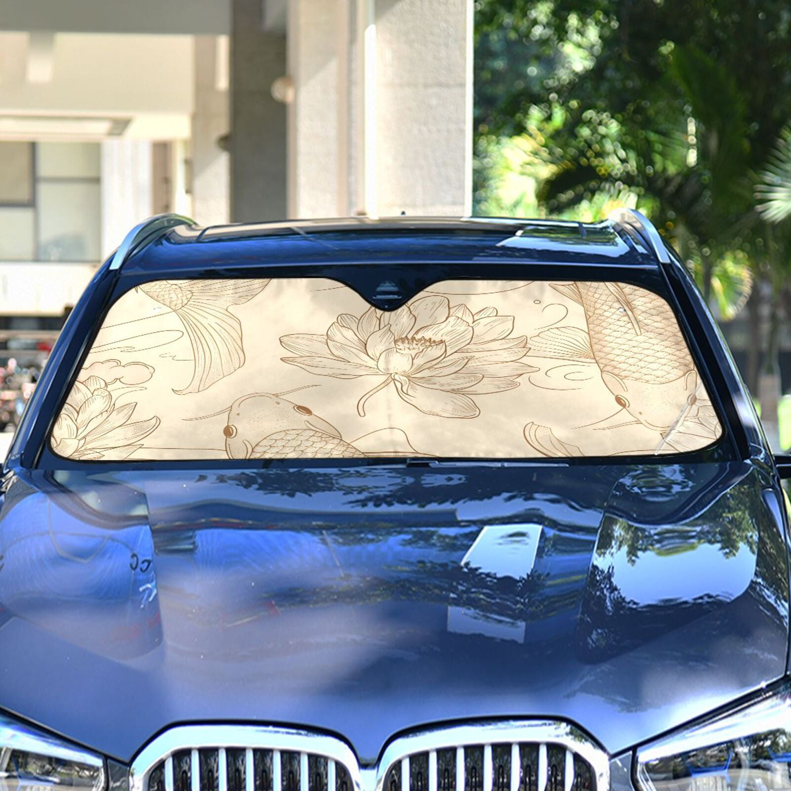 Fish Print Automotive Front Car Windshield Sun Shade Reflector Foldable ...