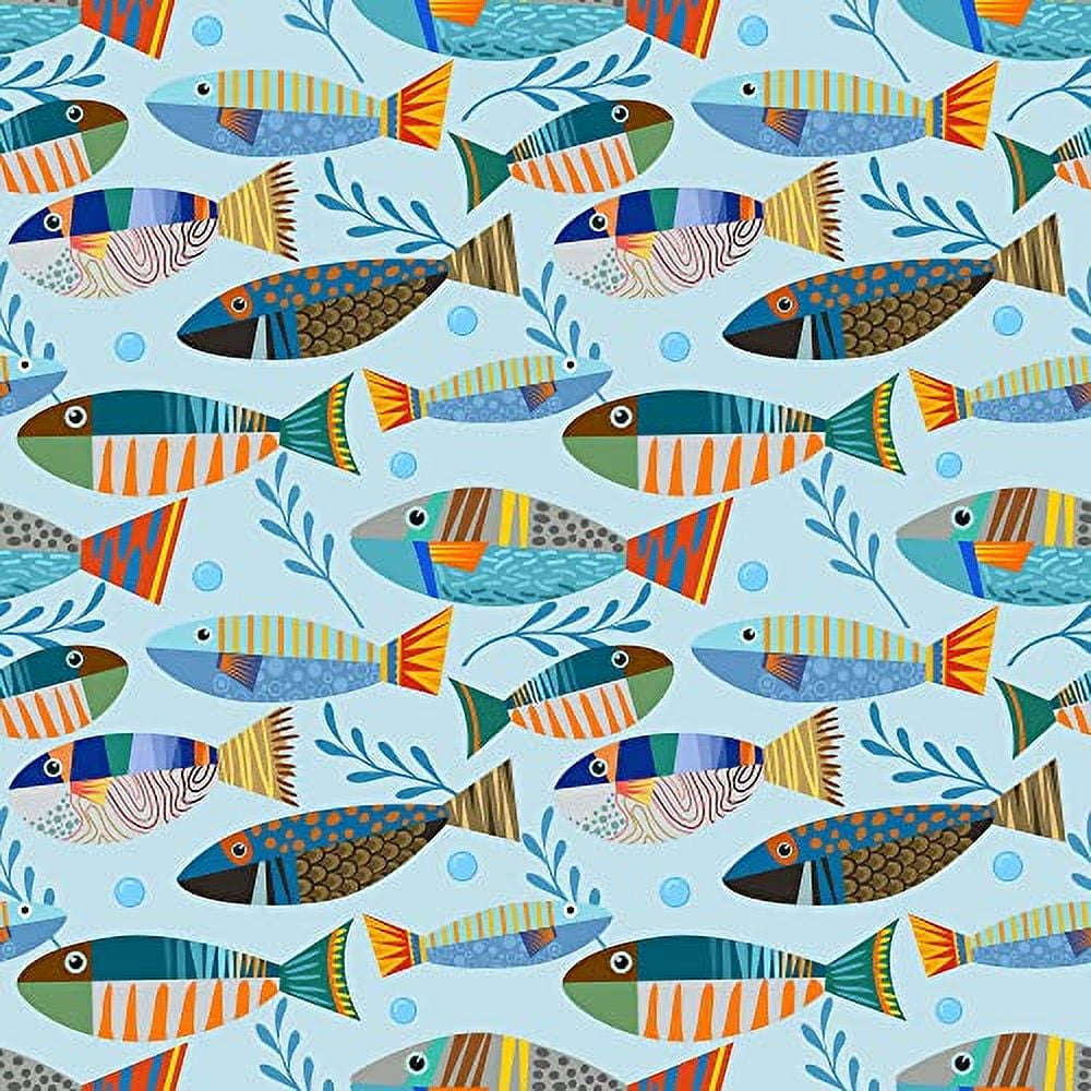 Fish Print, Fish Art, Underwater Fish Wallpaper Peel and Stick Wall Mural Colorful Tropical Fish ...
