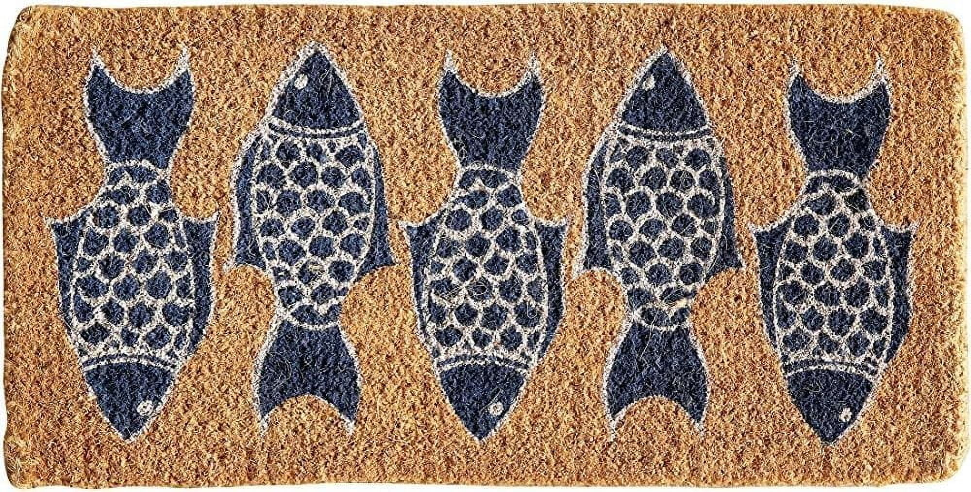 Fish Print Natural Mats for Front Door Entry Front Porch Doormat Non ...