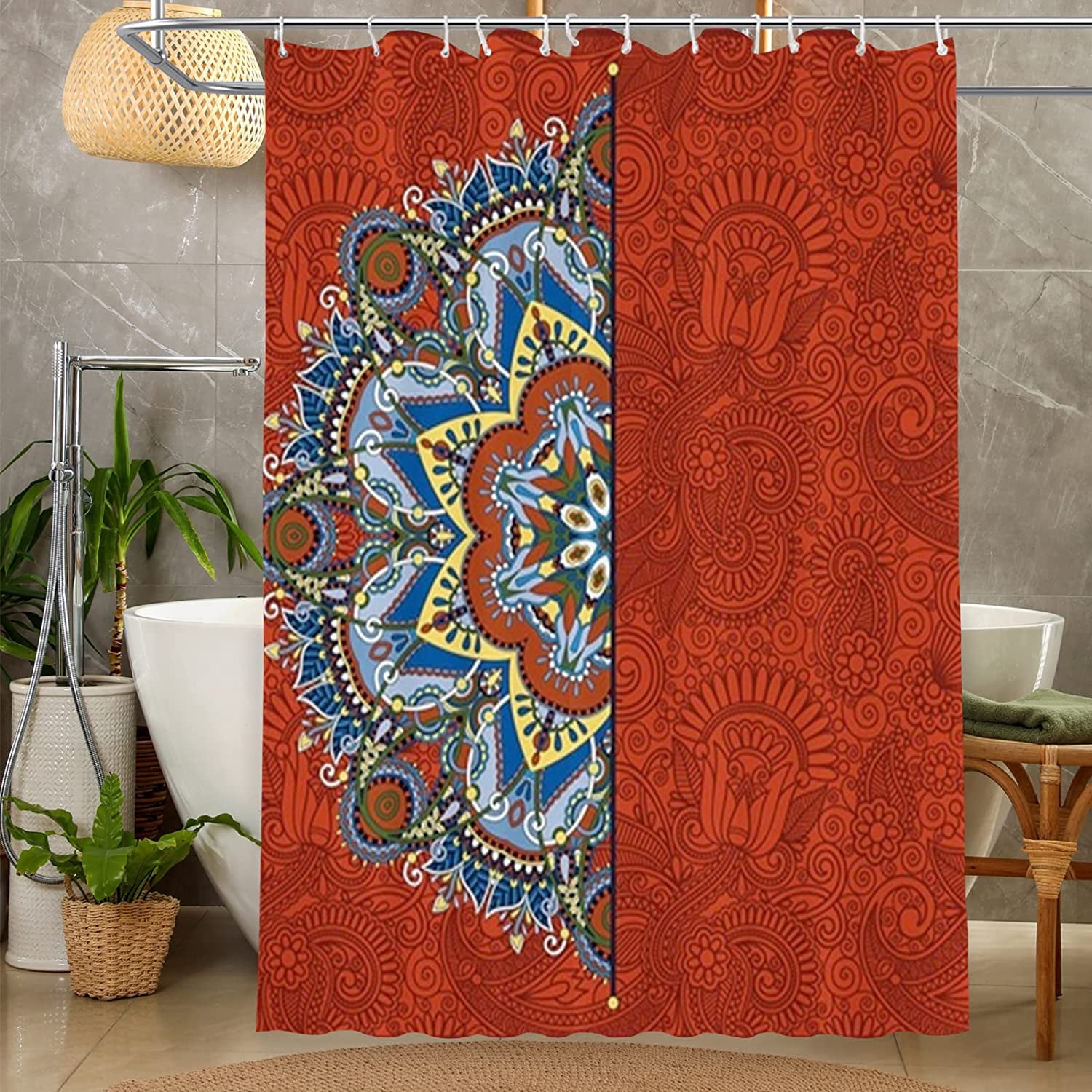 Fish Print,Shower Curtain Set Waterproof Fabric,Underwater Landscape ...