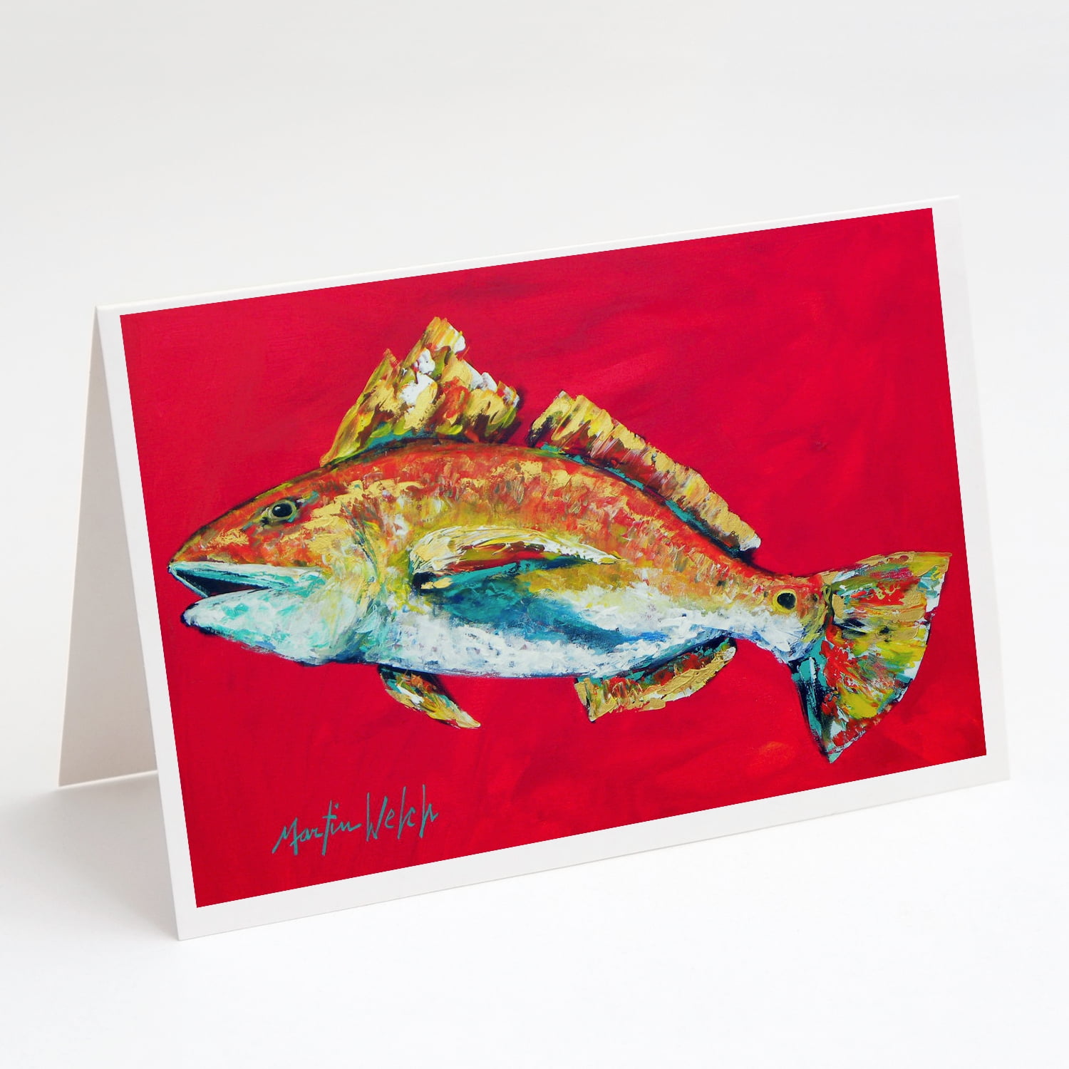 Fish - Red Fish Woo Hoo Greeting Cards Pack of 8 7 in x 5 in - Walmart.com