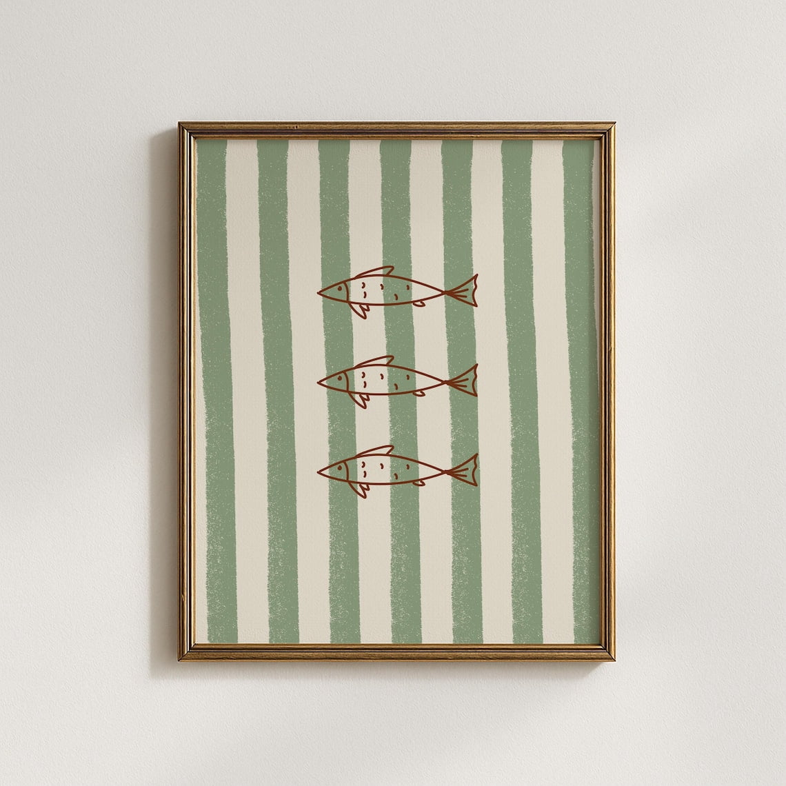 Fish Retro Stripes Kitchen Minimalist Food Poster Unframed Paper Print ...