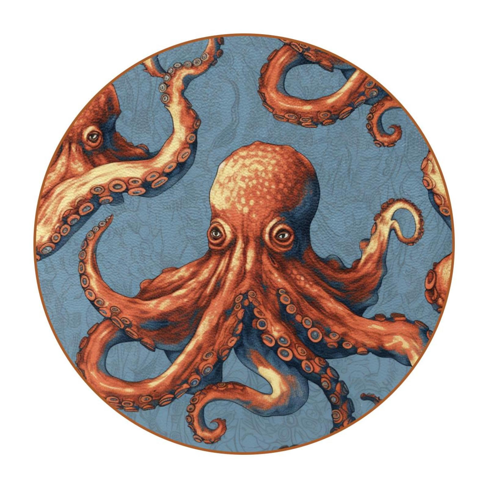 Fish Round Microfiber Leather Drink Coasters (6PCS) - Set of 6 Coasters ...