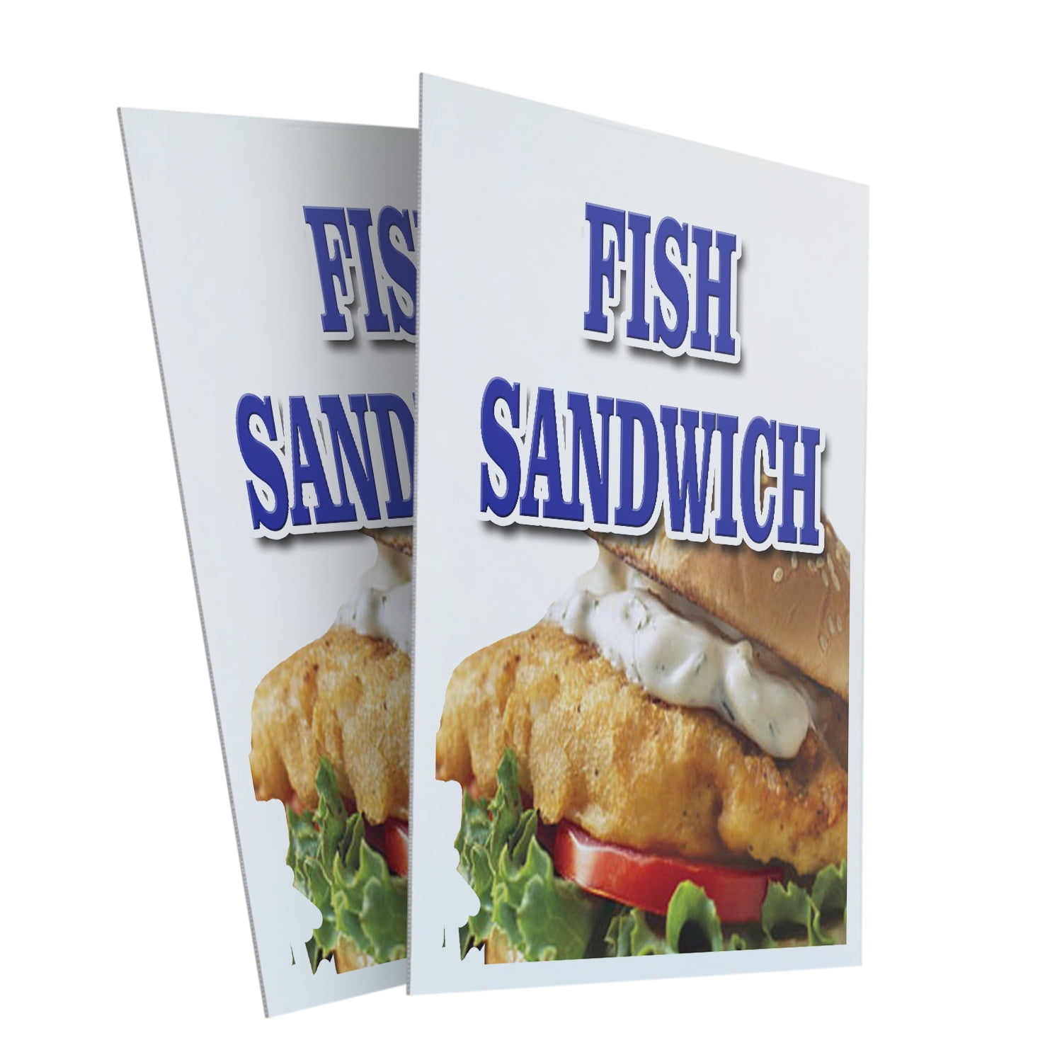 Fish Sandwich (2-PACK) 24" x 36" Plastic Signs | Sign Insert 4mm ...