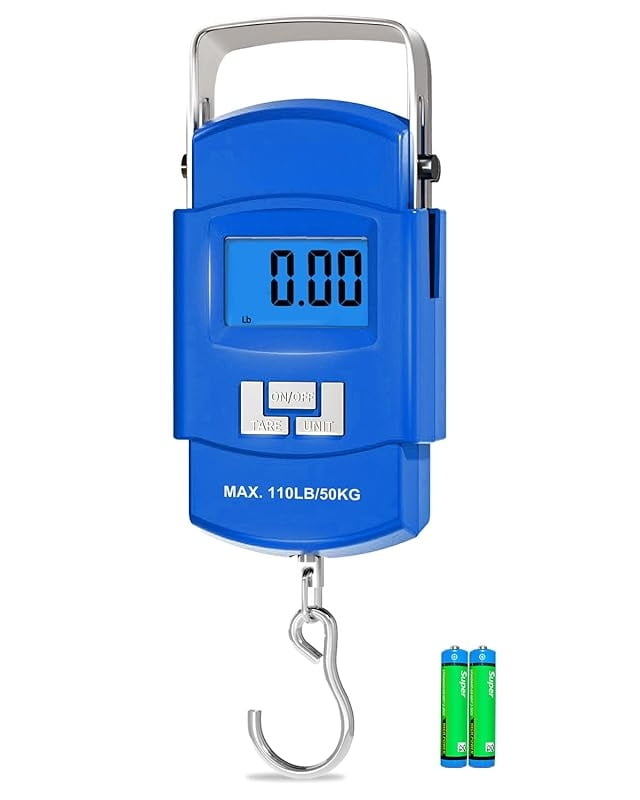 Fish Scale 110lb/50kg Digital Fishing Scale with Backlit LCD, Portable ...