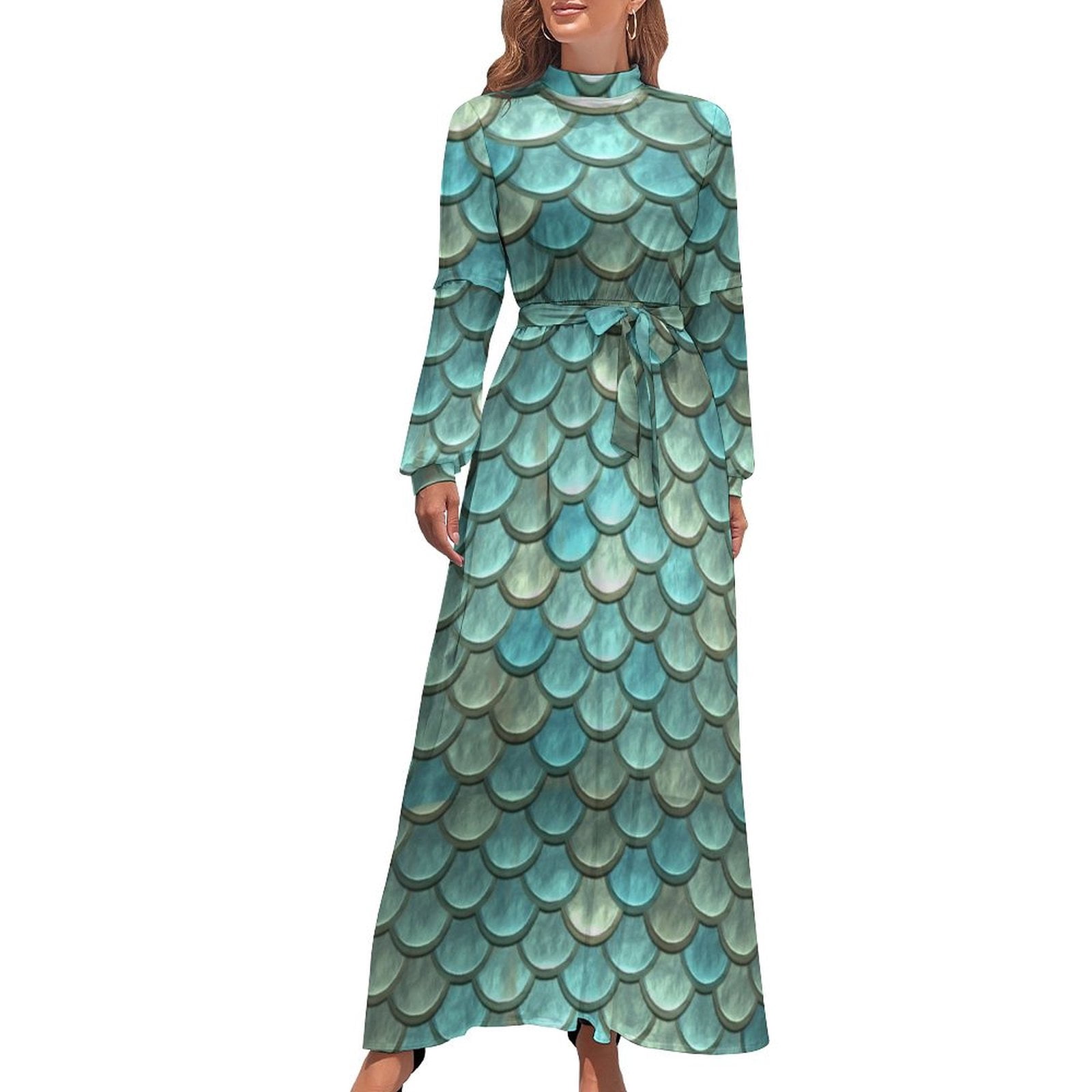 Fish Scale Armor Realistic Long Dress dresses for prom purple dress ...