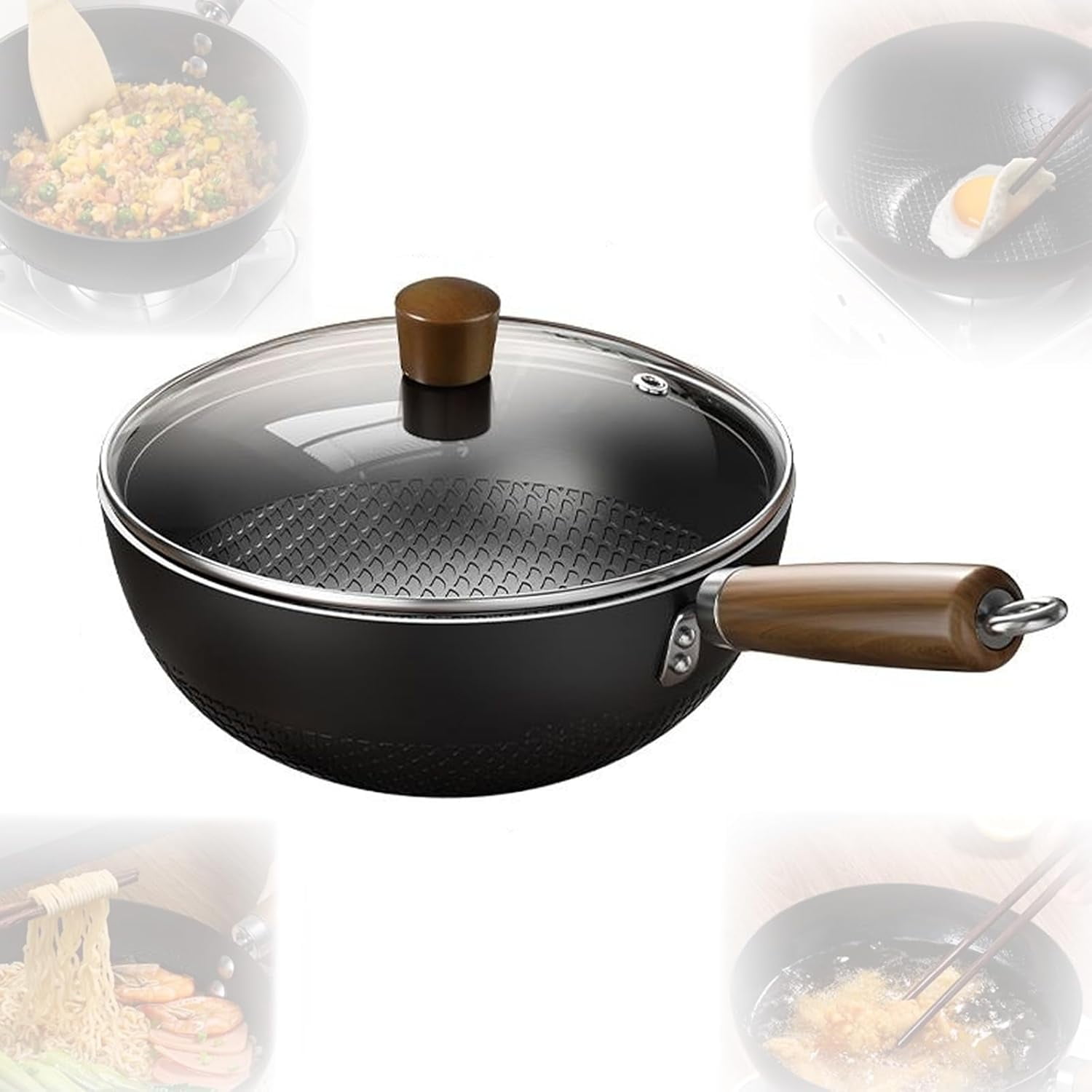 Fish Scale Pattern Flat Bottom Non-Stick Pan, 2025 New Uncoated Non ...
