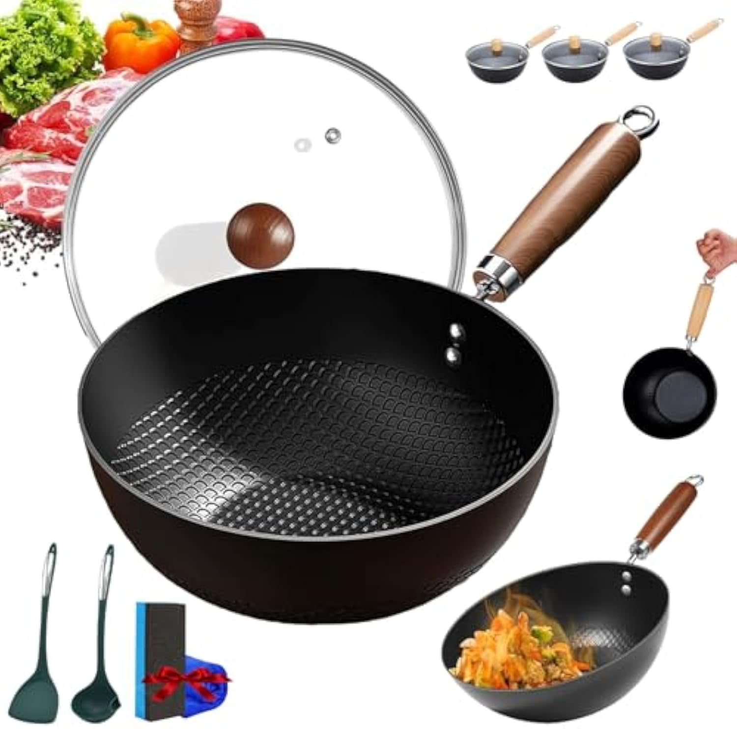 Fish Scale Pattern Flat Bottom Non-Stick Pan, Multifunctional Ultra ...