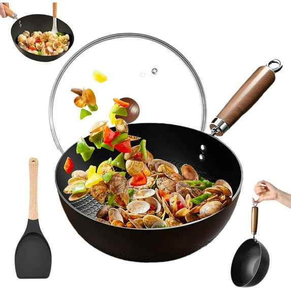 Fish Scale Pattern Flat Bottom Non-stick Pan,7.8/8.6/9.4/10.6/11 ...