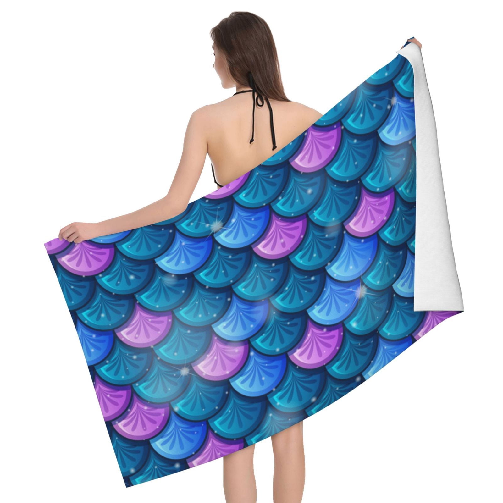 Fish Scale Sea Skin Beach Bath Towel Gym Spa Shower Towels Pool Soft 32 ...