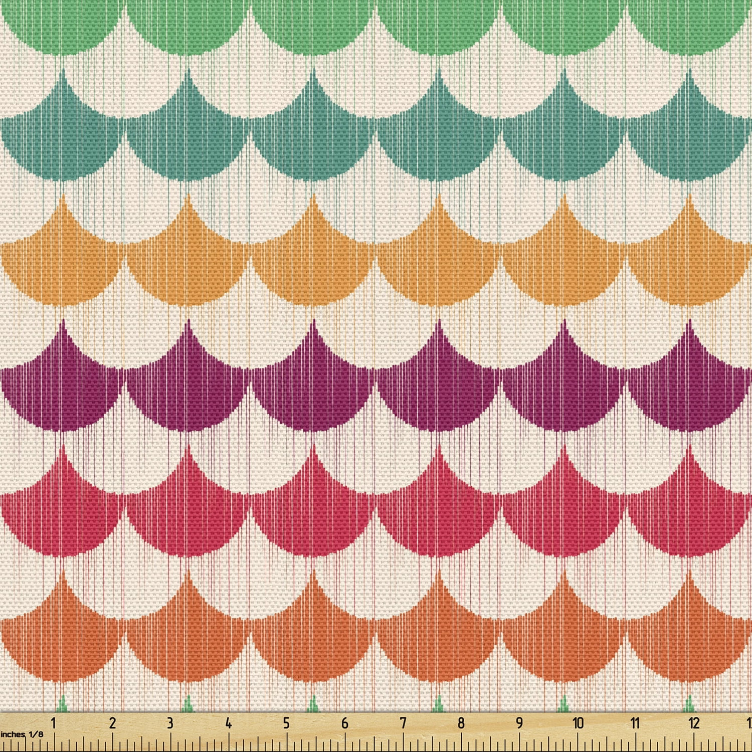 Ambesonne Fish Scale Fabric by the Yard Upholstery, Stripy Vivid Waves ...