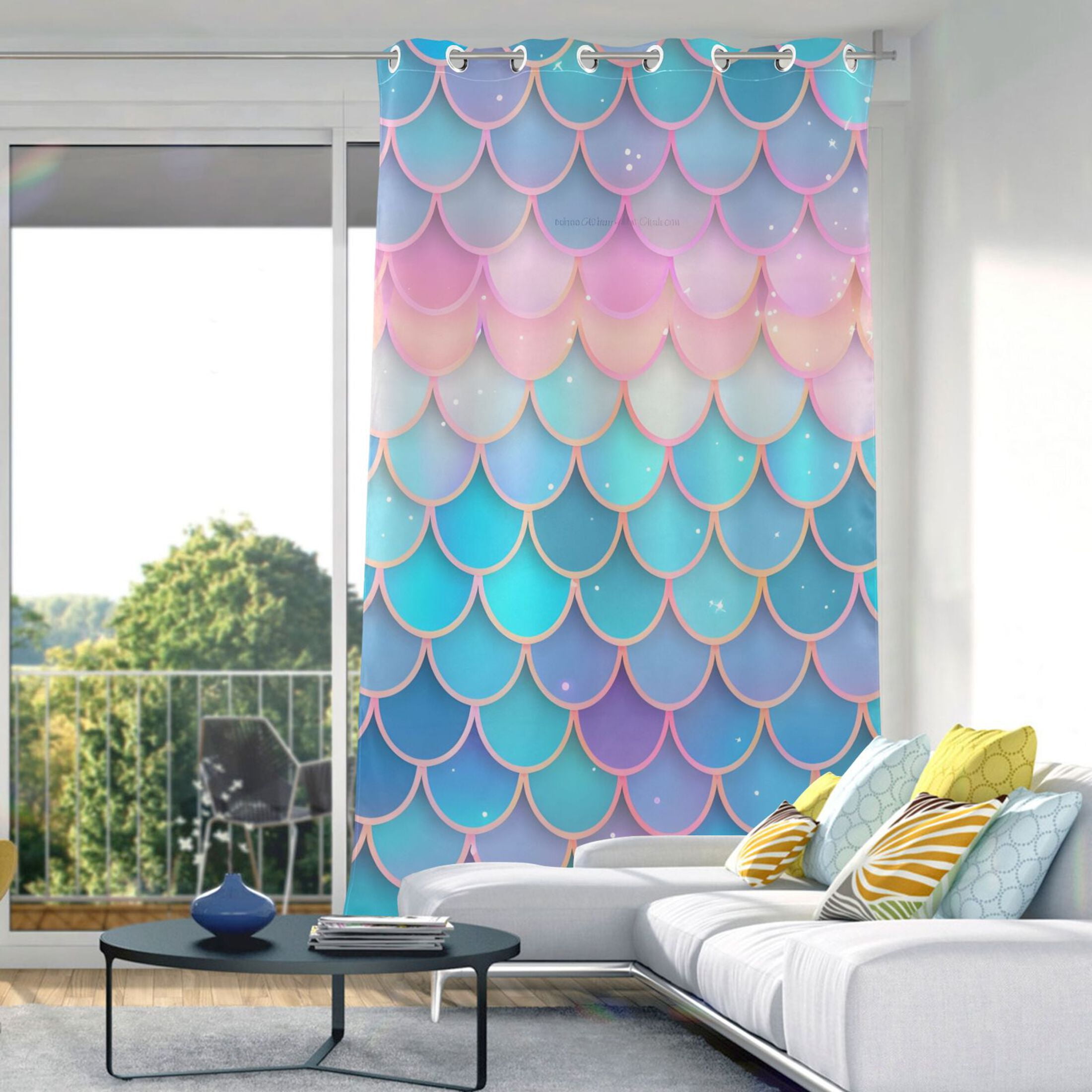 Fish Scales Dreamy Color Curtain Light Filtering Thermal Insulated ...