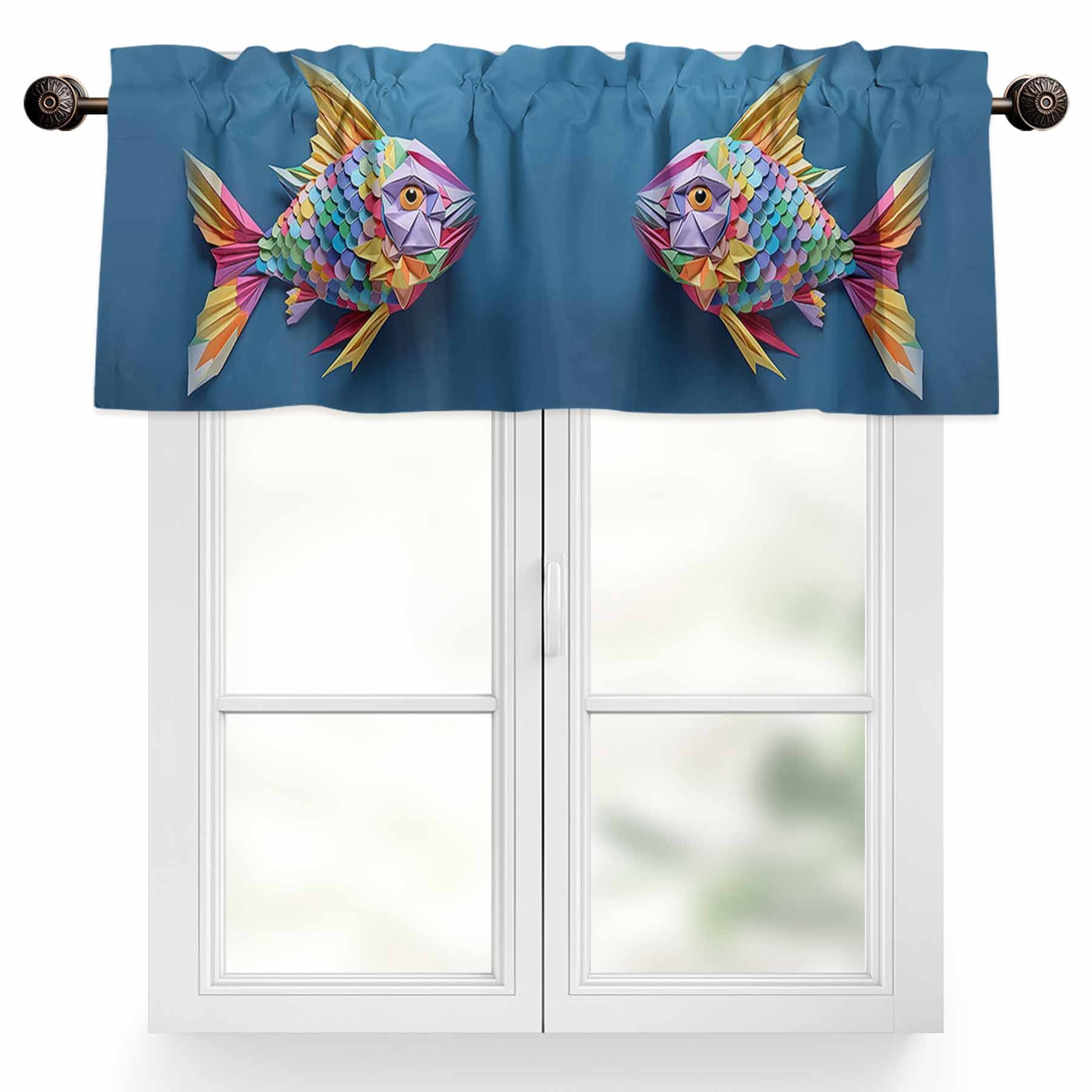 Fish Scales Paper Valances for Windows, 42 x 12in, Eyes Tail Mouth Fins ...