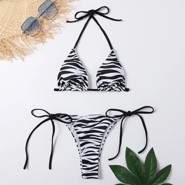 Fish Scales Shiny Halter Triangle Bikinis Set Swimwear Women Micro ...