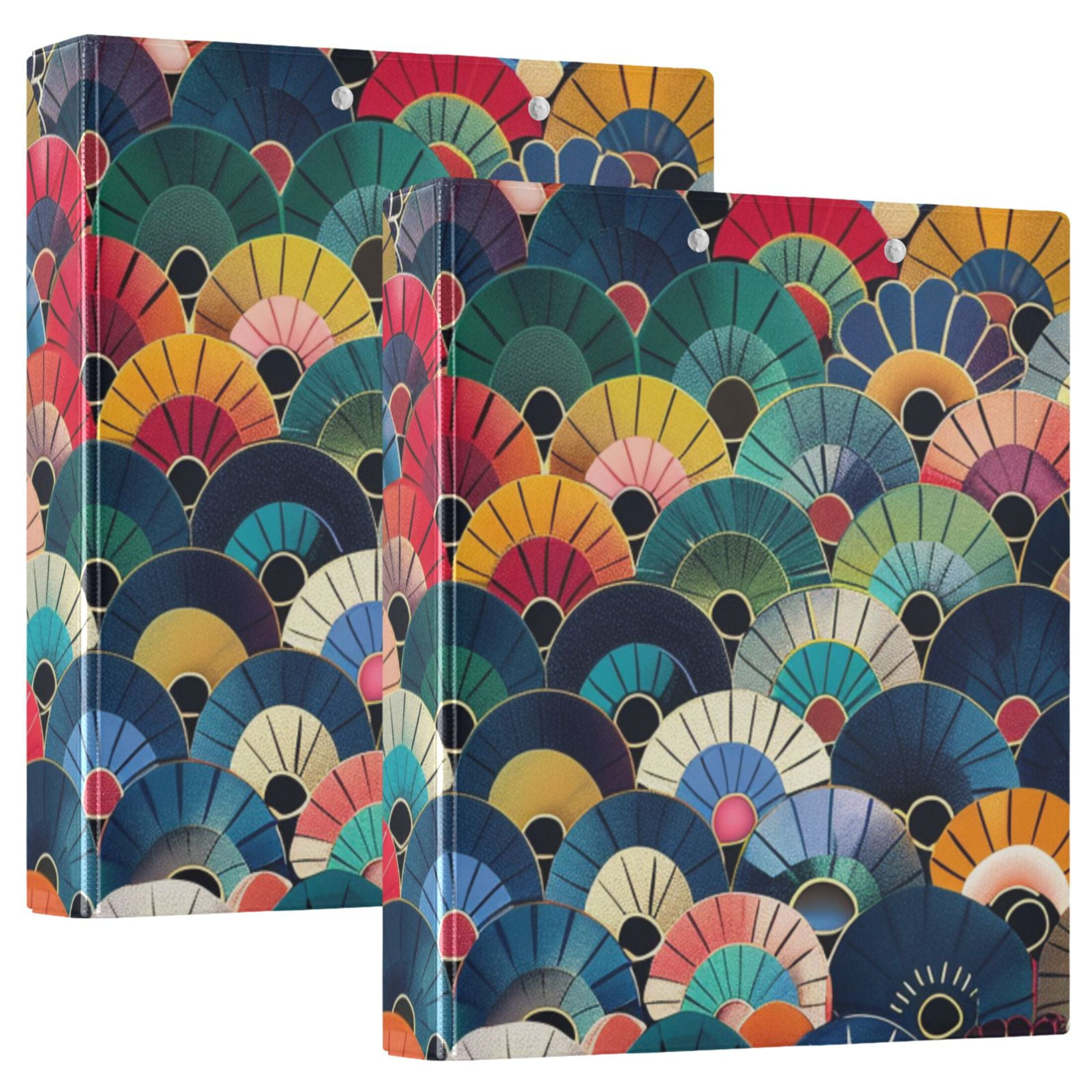 Fish Scales with Flowers 3 Ring Binders 1.5 inch Hardcover File Folders ...