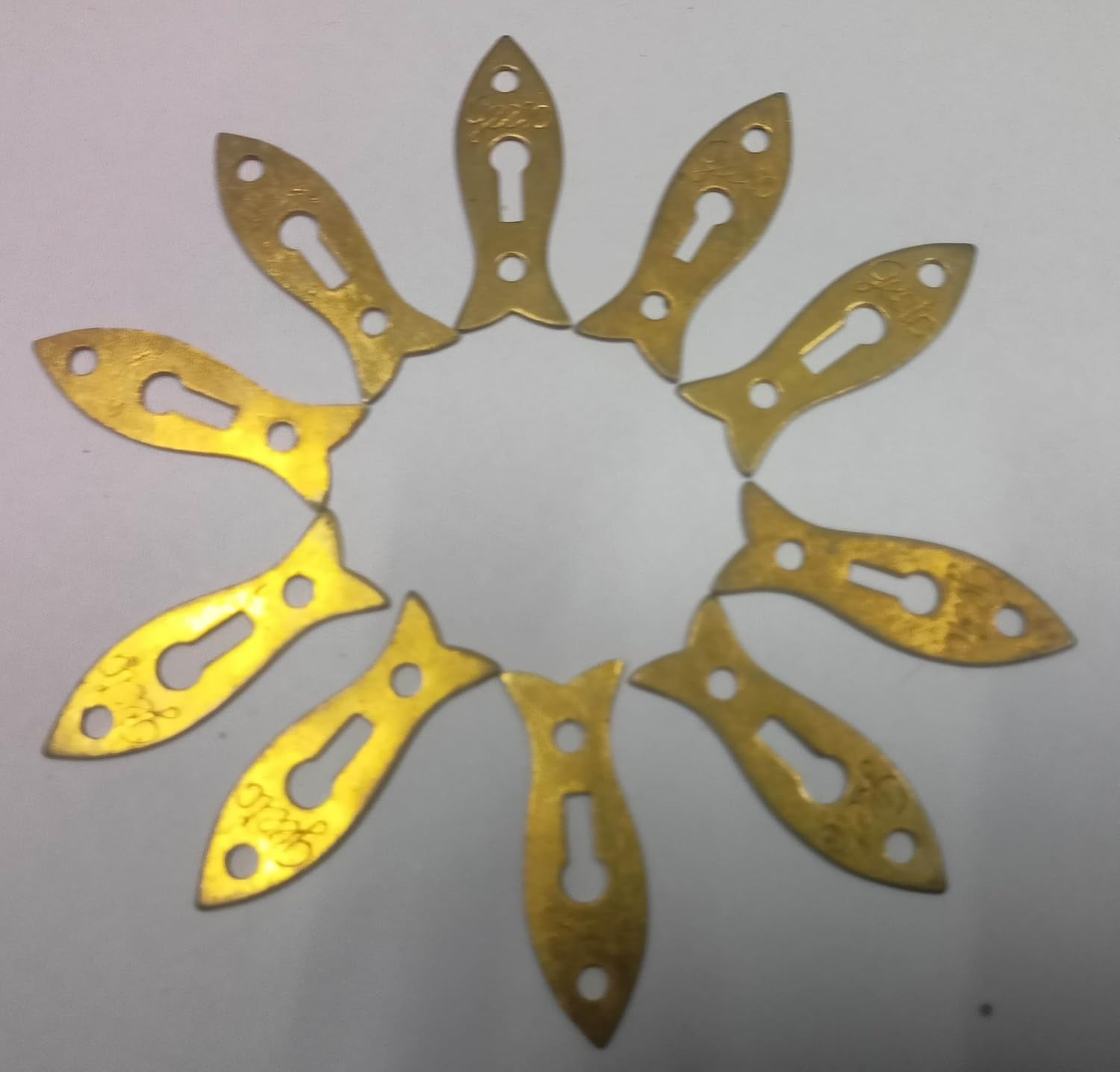 Fish Shap Key Hole Length4 cm with15 cm Gold Colour Brass 10 pcs ...