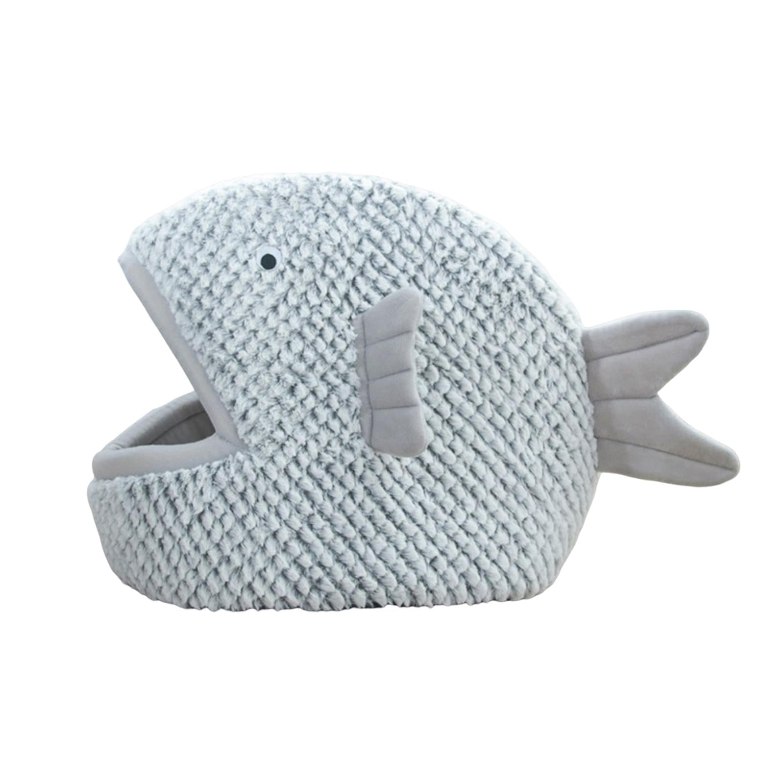 Fish Shape Cat Sleeping Bed Non-Slip Bottom Warm Nest Cat House Kitten ...