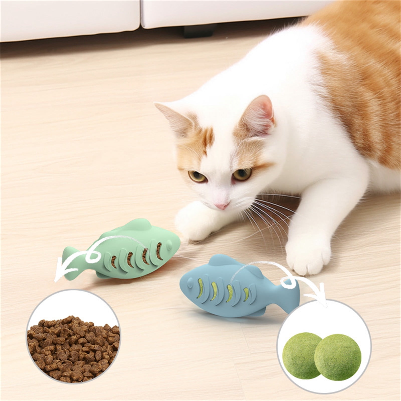 Fish Shaped Cat Feeder Toy (No Catnip Ball), Self-Stimulating Chew ...