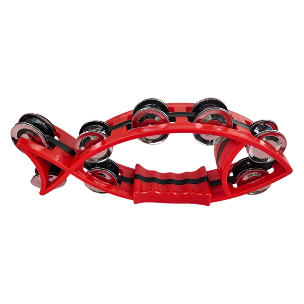 Fish Shaped Handbell Double Row Tambourine Half Moon Musical Tambourine ...