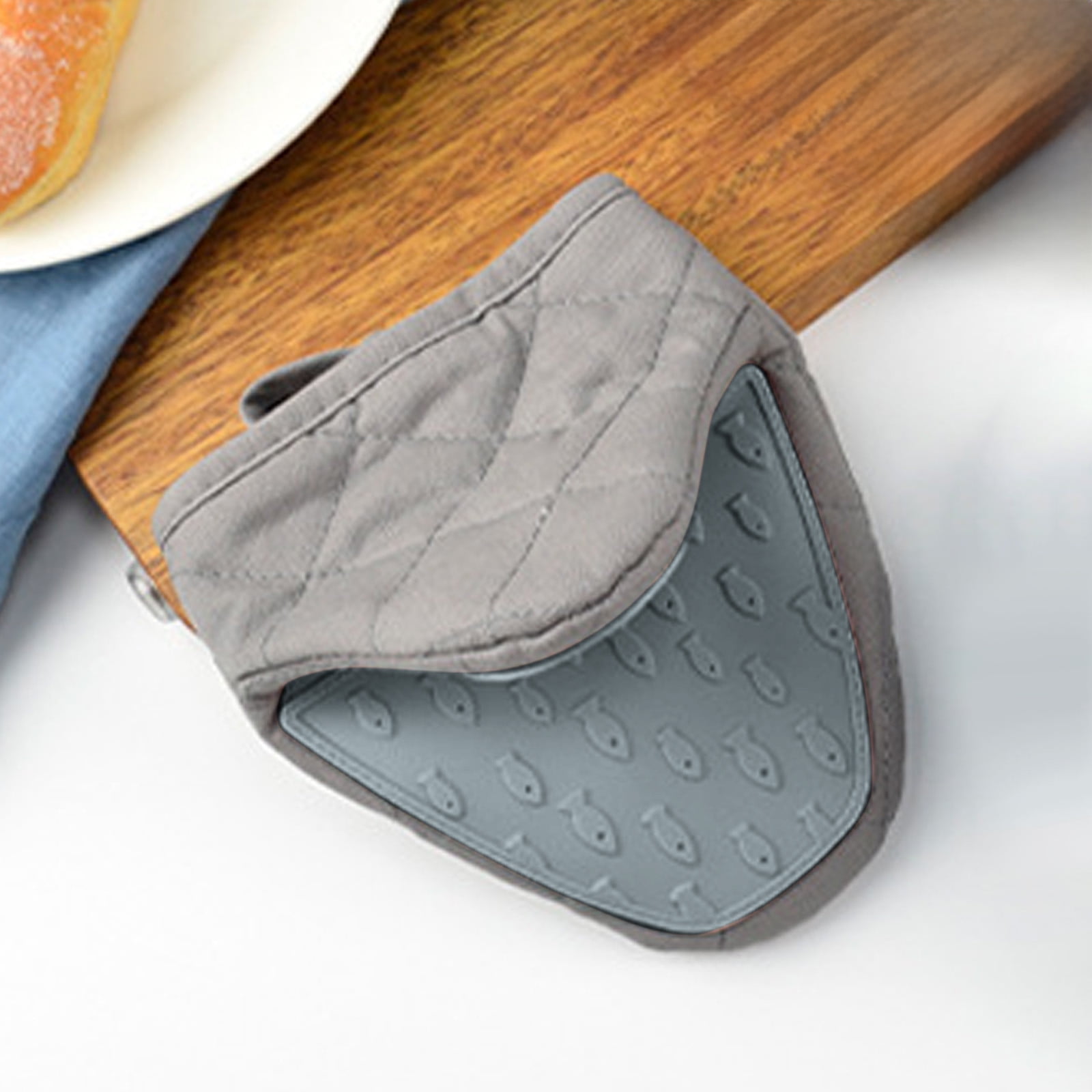 Fish Shaped Semi Silicone Oven Mitt Gloves, Double Layer Insulated ...