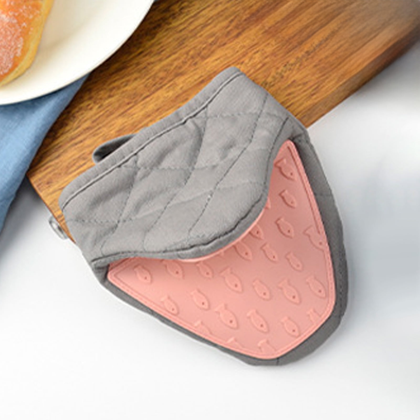 Fish Shaped Silicone Cloth Hand Clip Gloves, Double-layer Baking Oven ...
