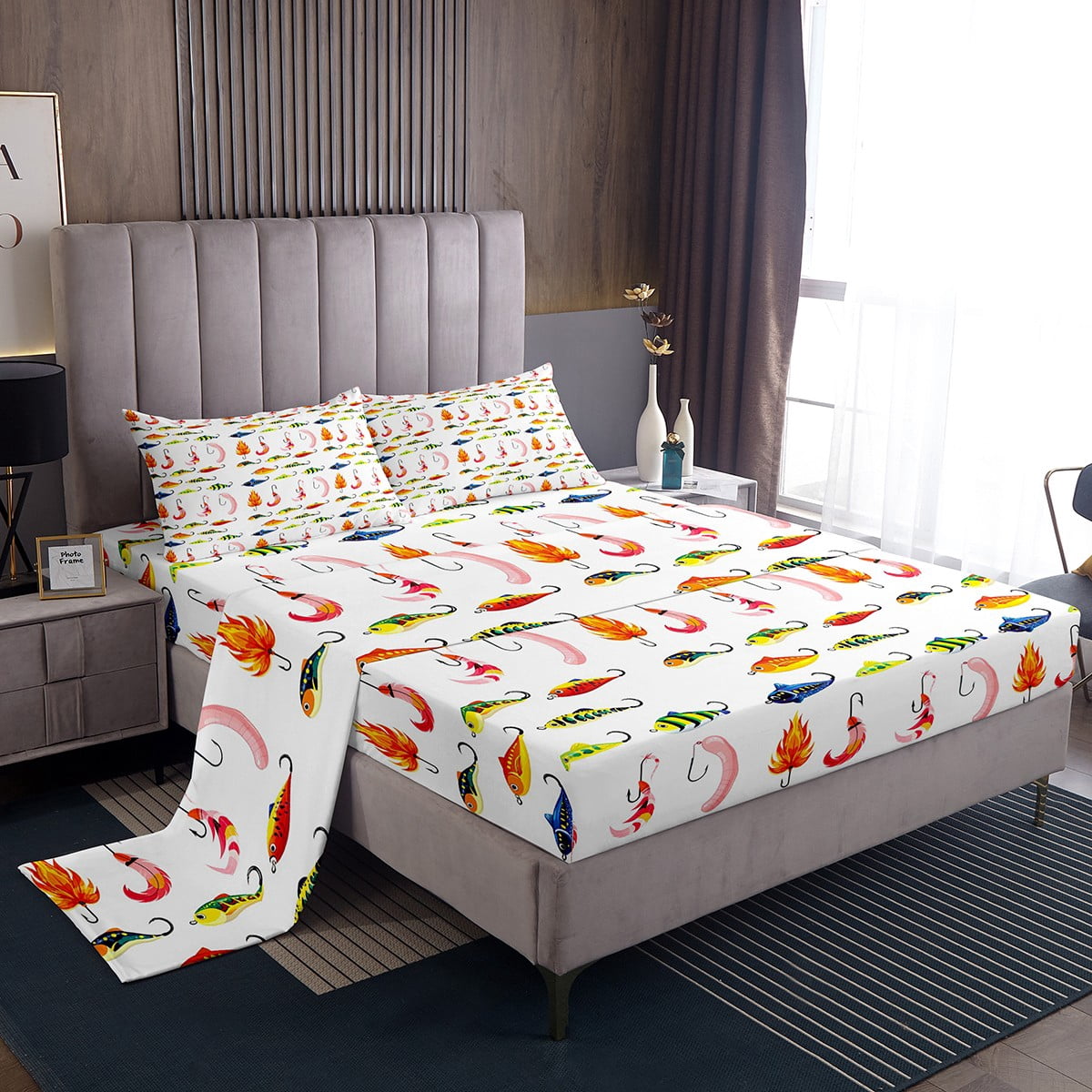 Fish Sheet Set Colourful Fishing Sheets Teens Hook Hunting Bait Bed ...
