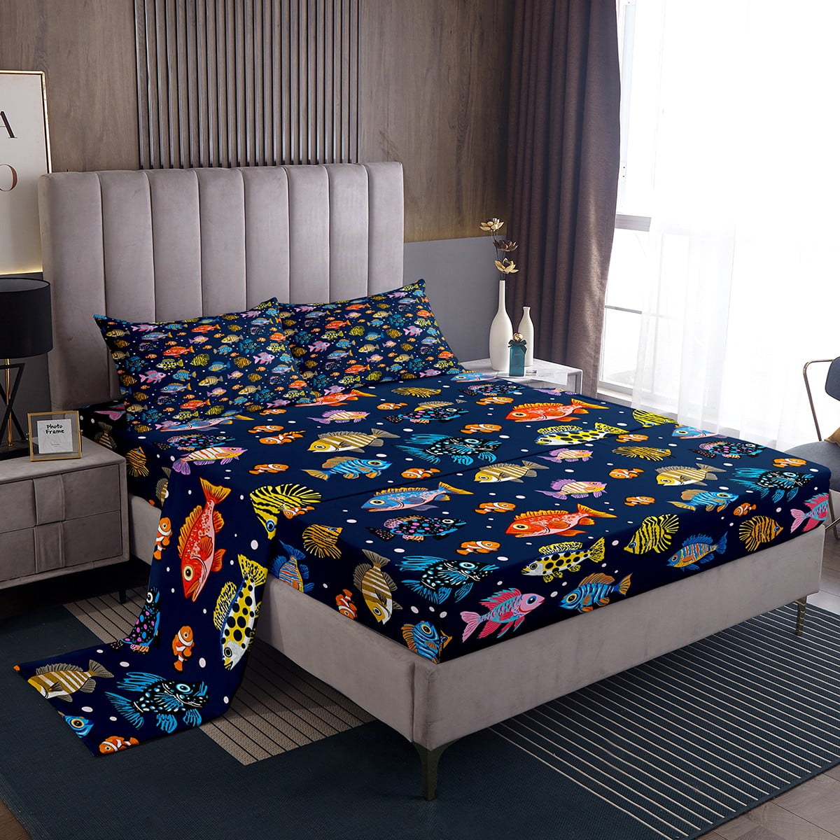 Fish Sheets King Size,Fishing And Hunting Bed Sheets Set Bedroom ...
