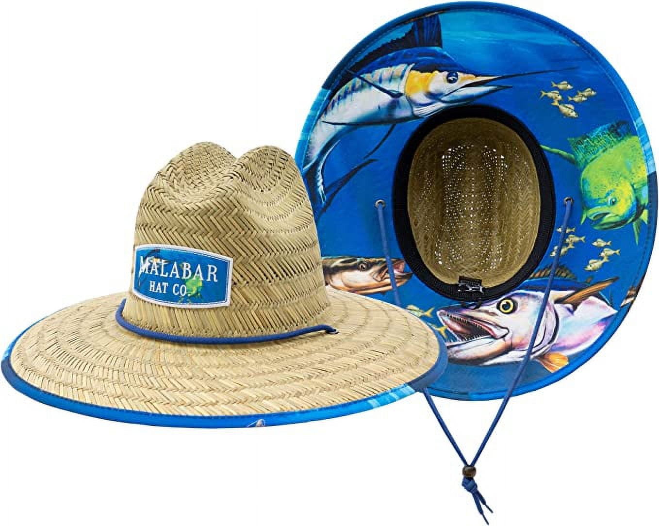 Malabar Lifeguard Straw Sun Hat - UPF 50 Protection, Printed Under Brim ...