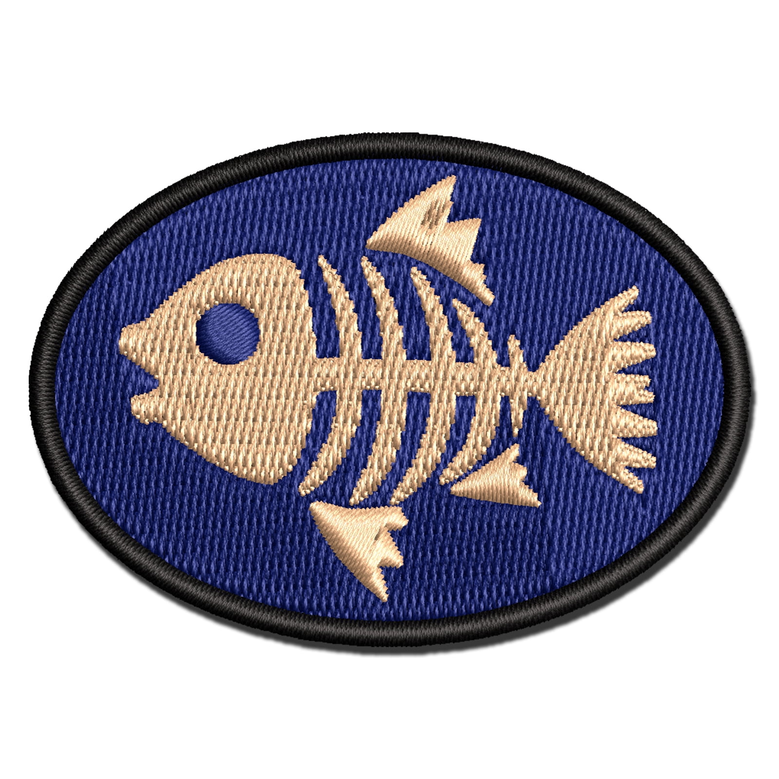 Fish Skeleton Bones Applique Multi-Color Embroidered Iron-On Patch - 2. ...