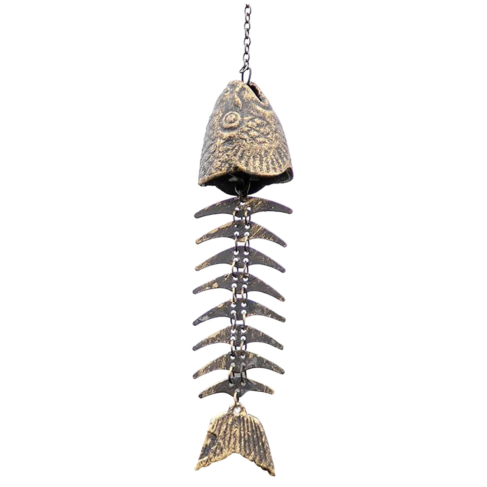 Fish Skeleton Windchime Vintage Fishbone Wind Chimes Bell Metal Fish ...