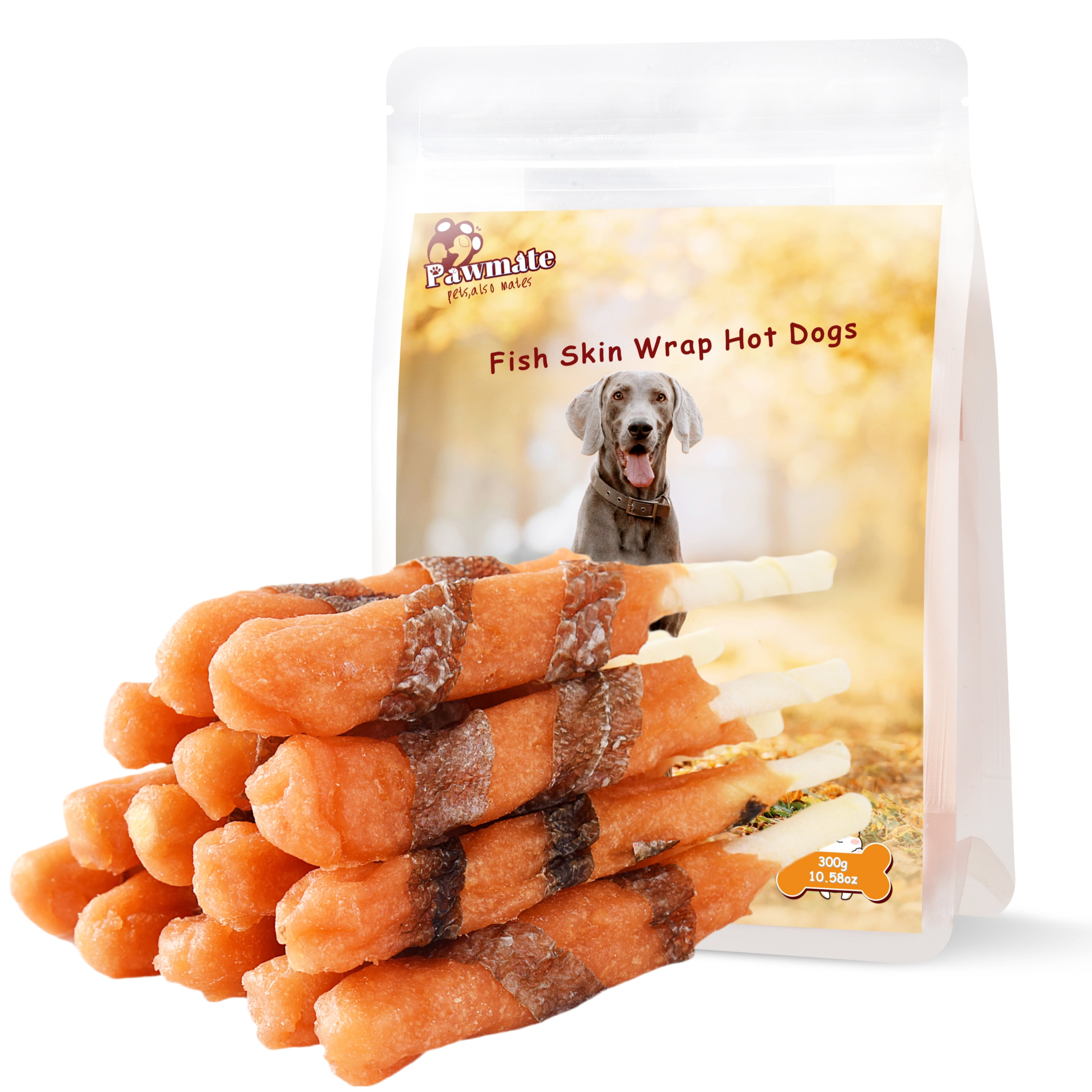 Pawmate Cod Skin ＆ Hot Dogs Dog Treats, Rich in Omega-3, Supports Skin ...