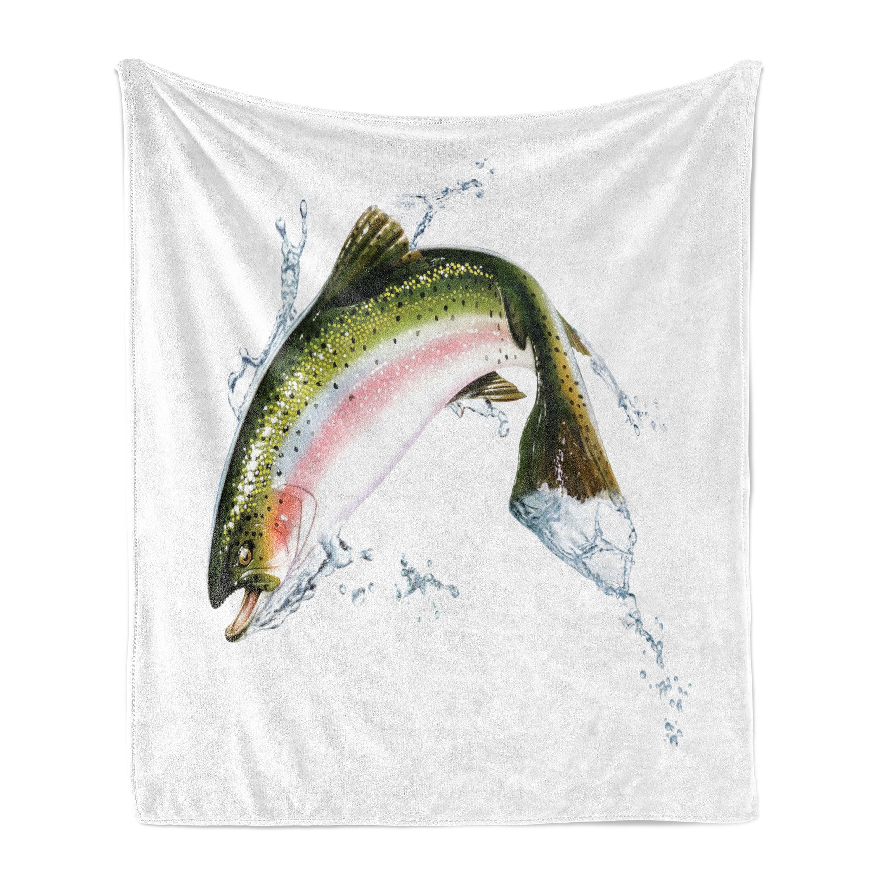 Fish Soft Flannel Fleece Throw Blanket, Salmon Jumping out of Water ...